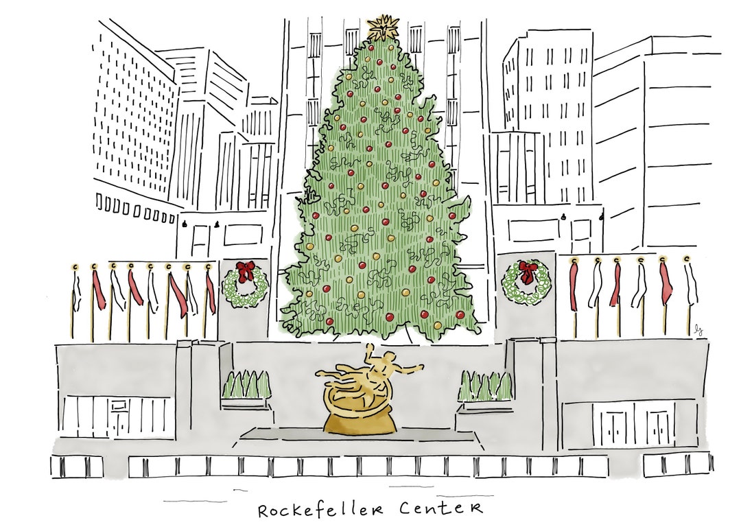 Rockefeller Center Christmas Art Print - Manhattan Painting - New York ...