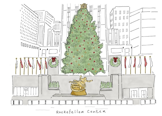 Rockefeller Center Christmas Tree Drawing Midtown Archives