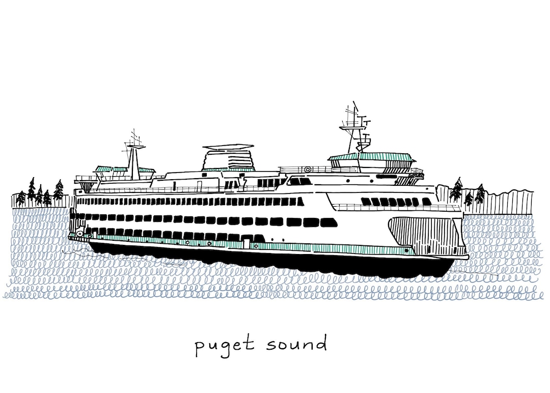 Ferry Art Print - Puget Sound Ferry - Bainbridge Vashon Whidbey San ...