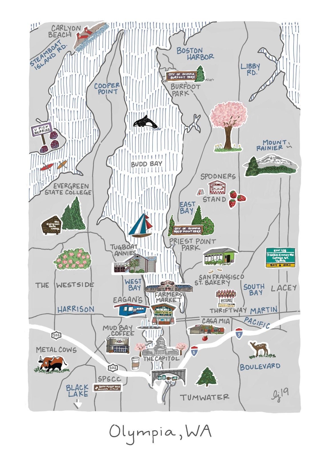 Olympia Map Art Prints Olympia Artwork Olympia | Etsy