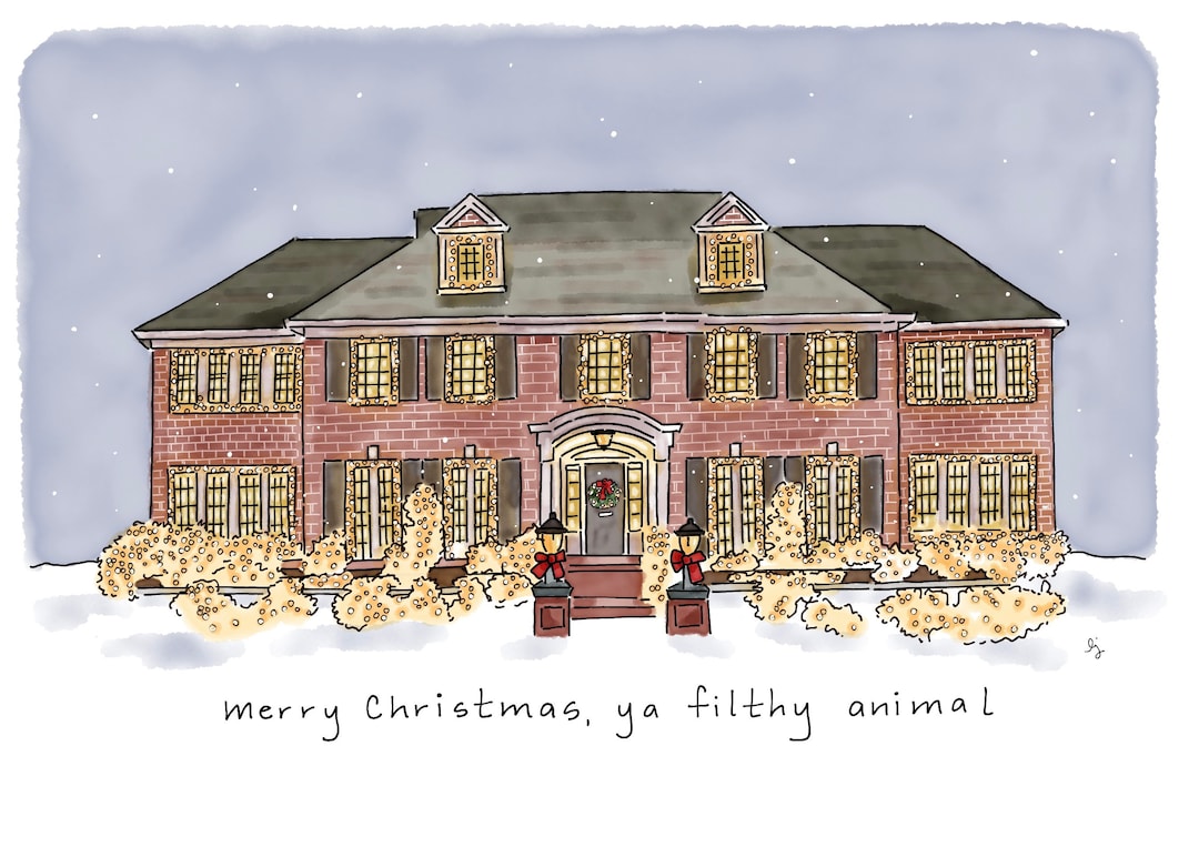 Home Alone Kevin’s House - Original Art Print, Matted - Custom Wording ...
