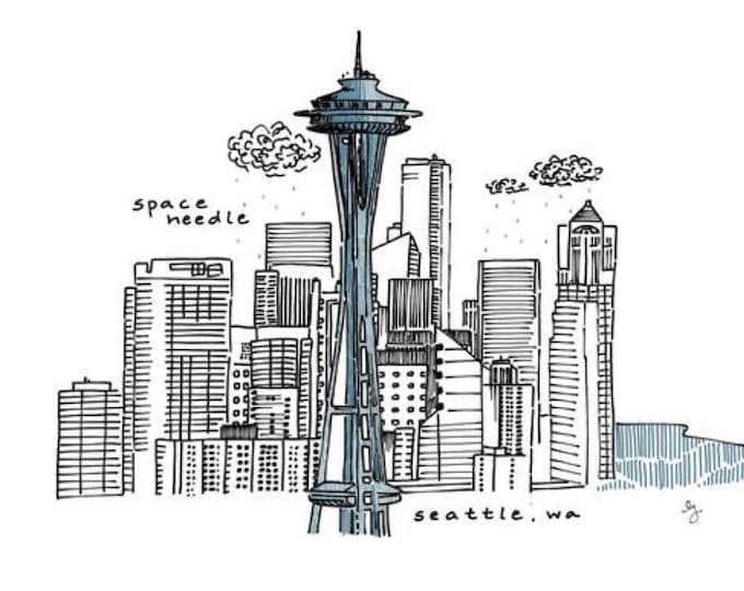 Space Needle Art Prints Seattle Painting Seattle Seattle Space Needle ...