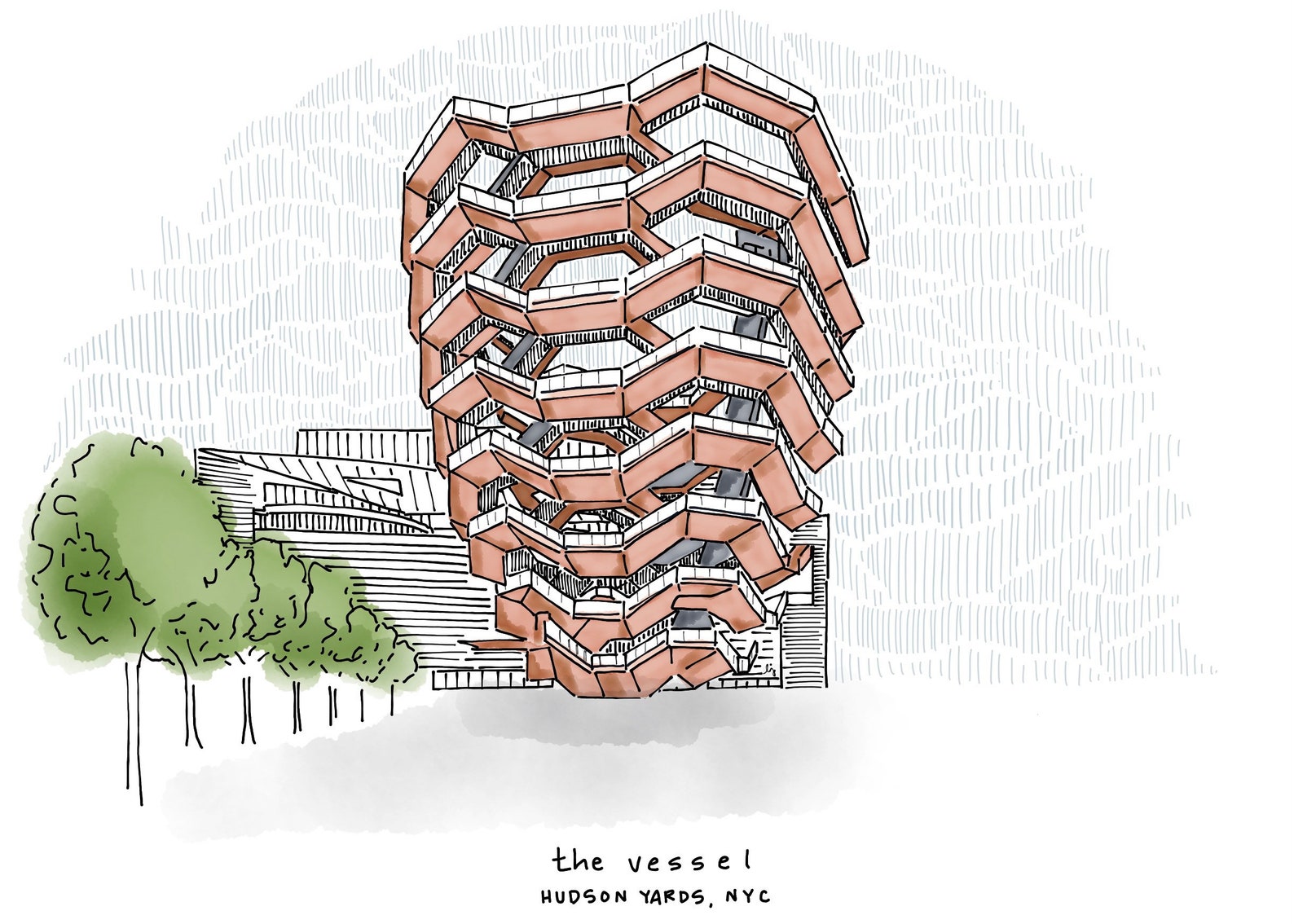 New York Vessel Building at Hudson Yards Art Print Includes - Etsy