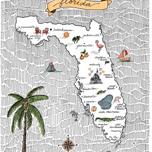 Whimsical Florida Art Print - Florida Illustration - Florida Original ...