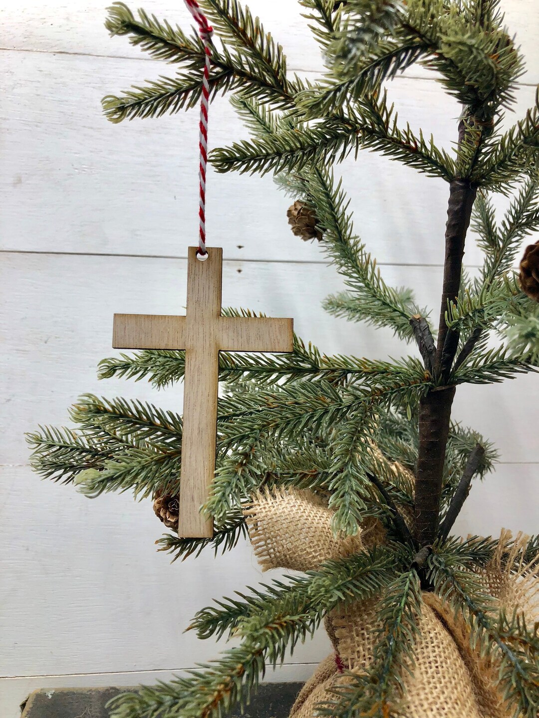 Wooden Cross Ornament, Christmas Ornaments, Christian Christmas Tree ...