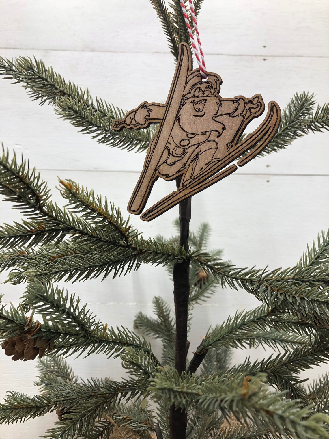 Skiing Santa Ornament Wooden Santa Ornament Christmas Tree | Etsy