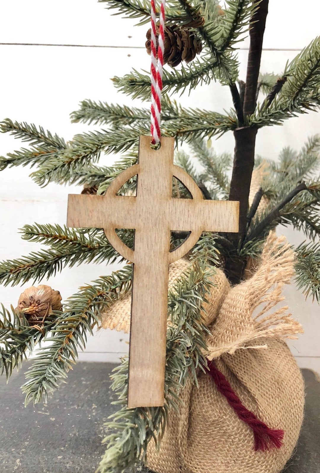 Wooden Cross Ornament, Christmas Ornaments, Christian Christmas Tree ...