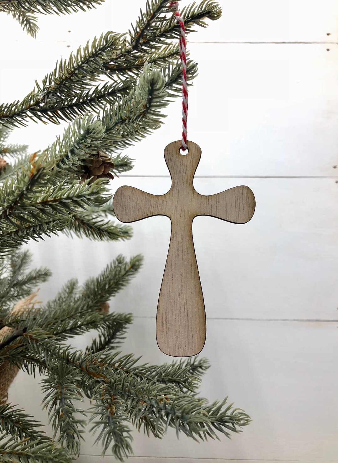 Wooden Cross Ornament, Christmas Ornaments, Christian Christmas Tree ...