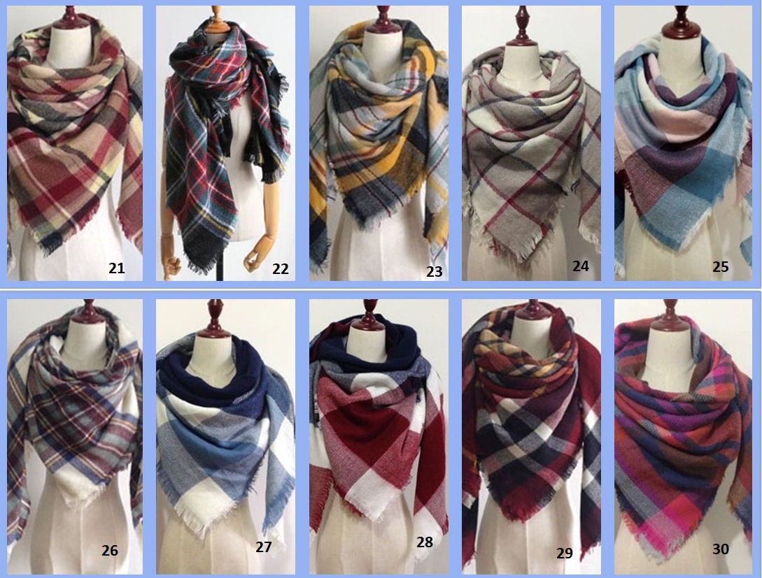 Taupe Red Blanket Scarf B2G1 FREE Winter Plaid Blanket Scarf - Etsy