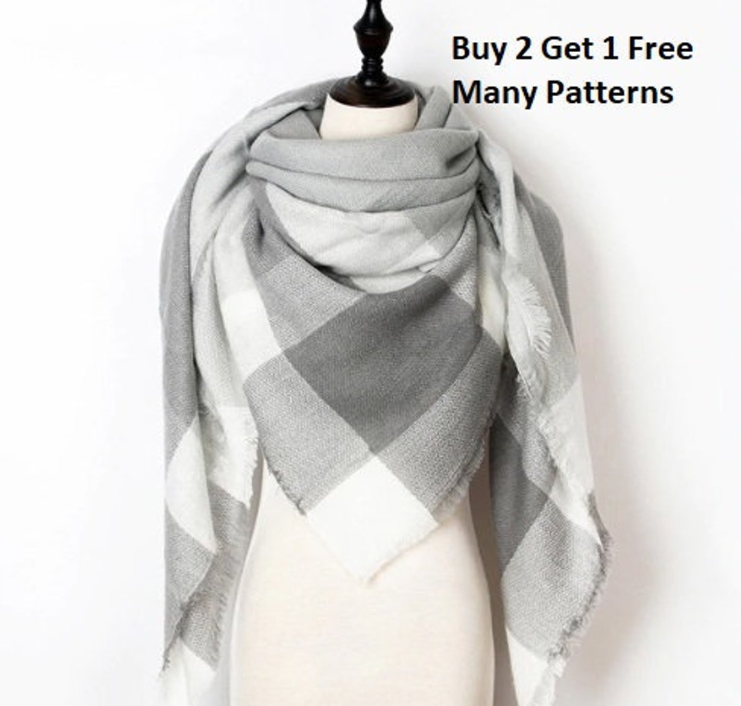 Taupe Red Blanket Scarf B2G1 FREE Winter Plaid Blanket Scarf - Etsy