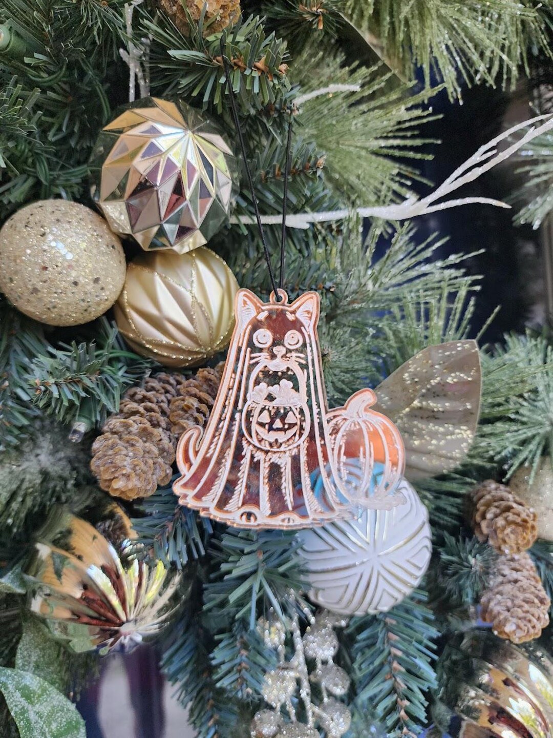 Cat Ghost Reflective Acrylic Halloween and Christmas for Home or Car - Etsy