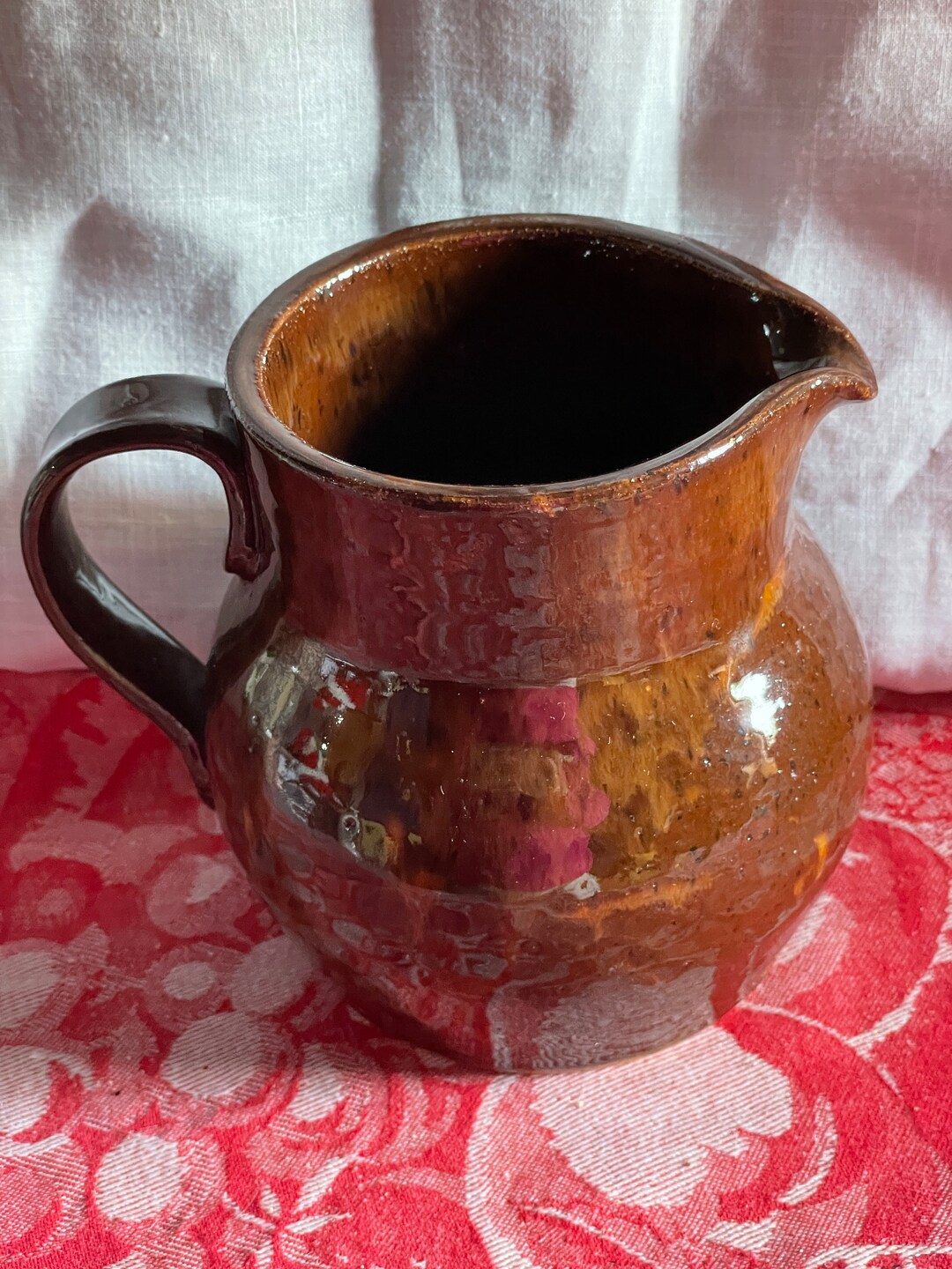 Pretty Small Fall Brown Pottery Pitcher Unmarked - Etsy