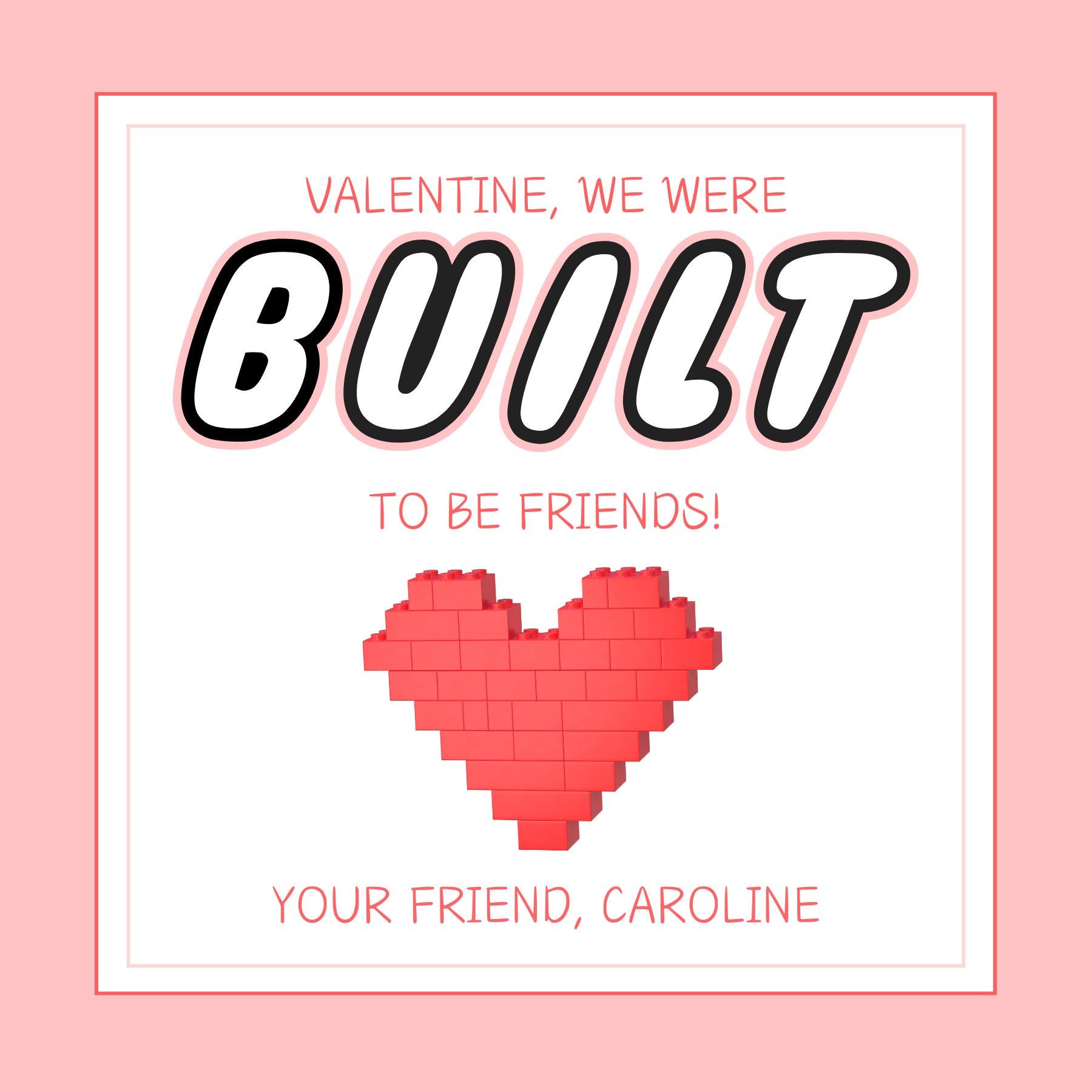 Brick Built Valentine, Adult Family Enclosure Card, Square Gift Tag - Etsy