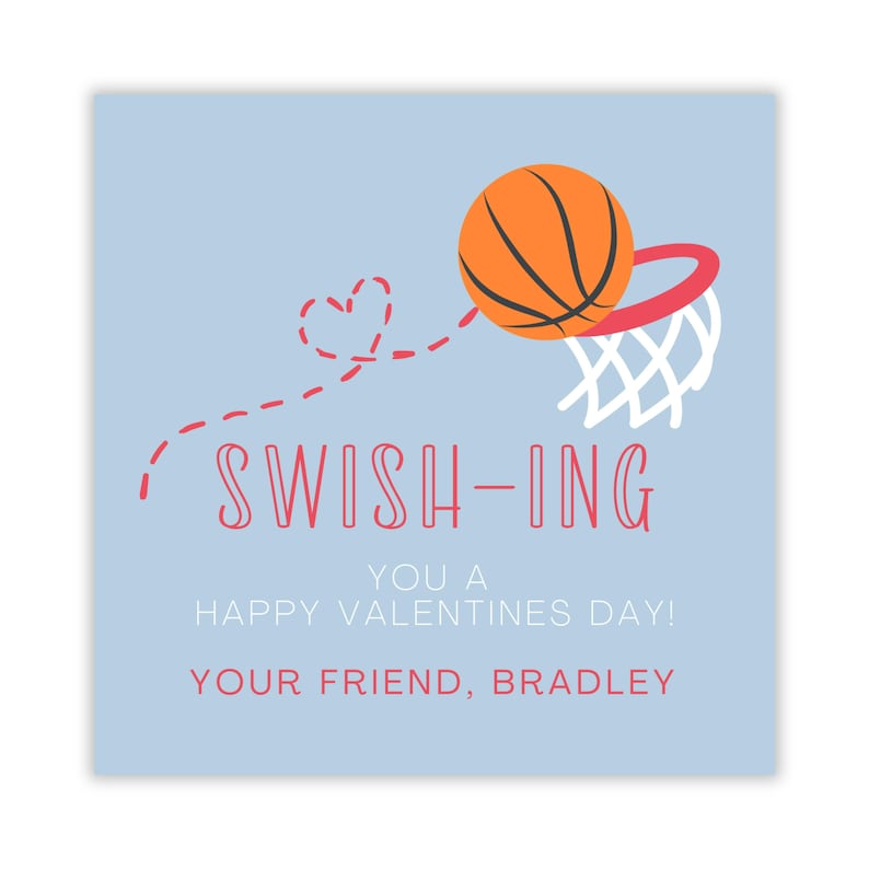 Basketball Valentine Card: Sports Gift Tag - Etsy