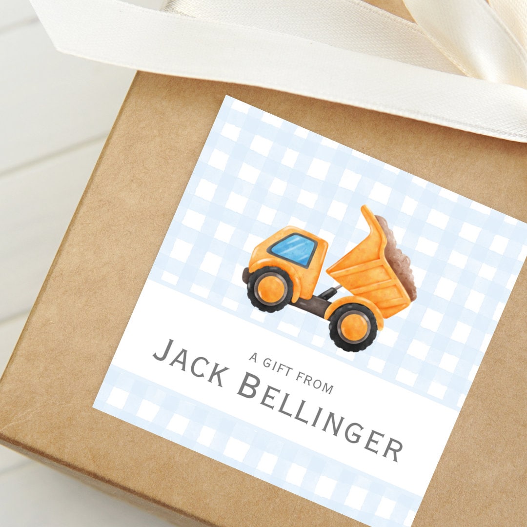 Construction Calling Card, Kids Family Enclosure Card, Square Gift Tag ...
