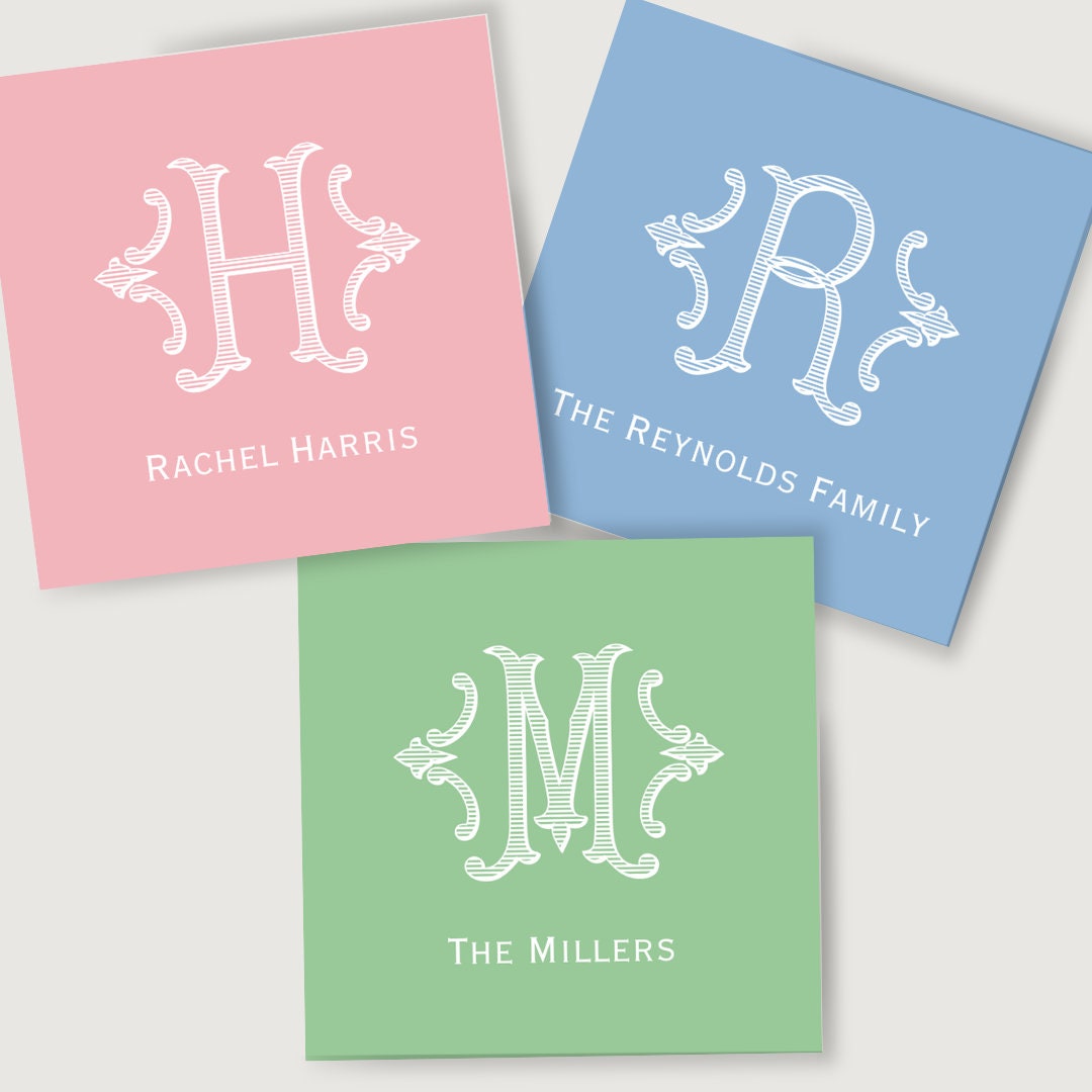 Elegant Monogram Calling Card, Adult Family Enclosure Card, Square Gift ...