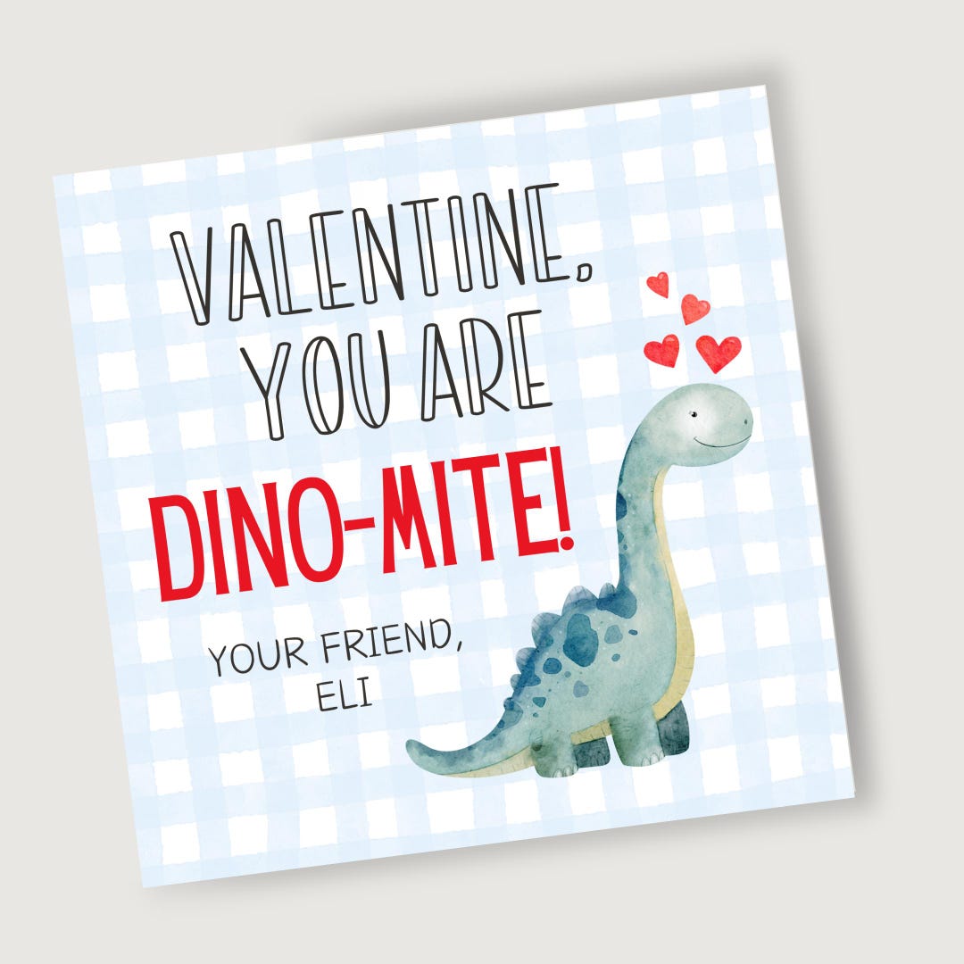 Dinosaur Valentine, Dino Mite Valentine, Adult Family Enclosure Card ...