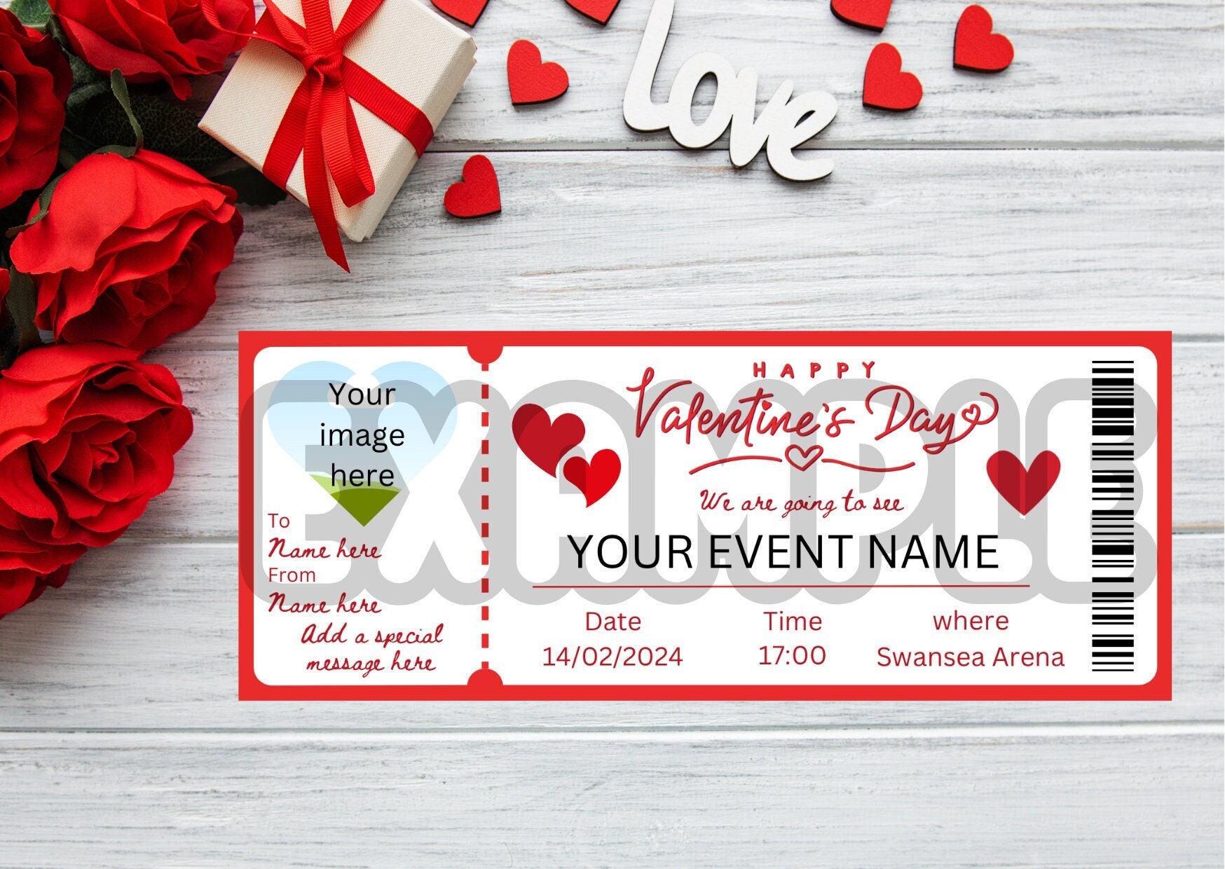 Personalised Valentine’s Day Ticket - Event Ticket - Valentines Gift ...