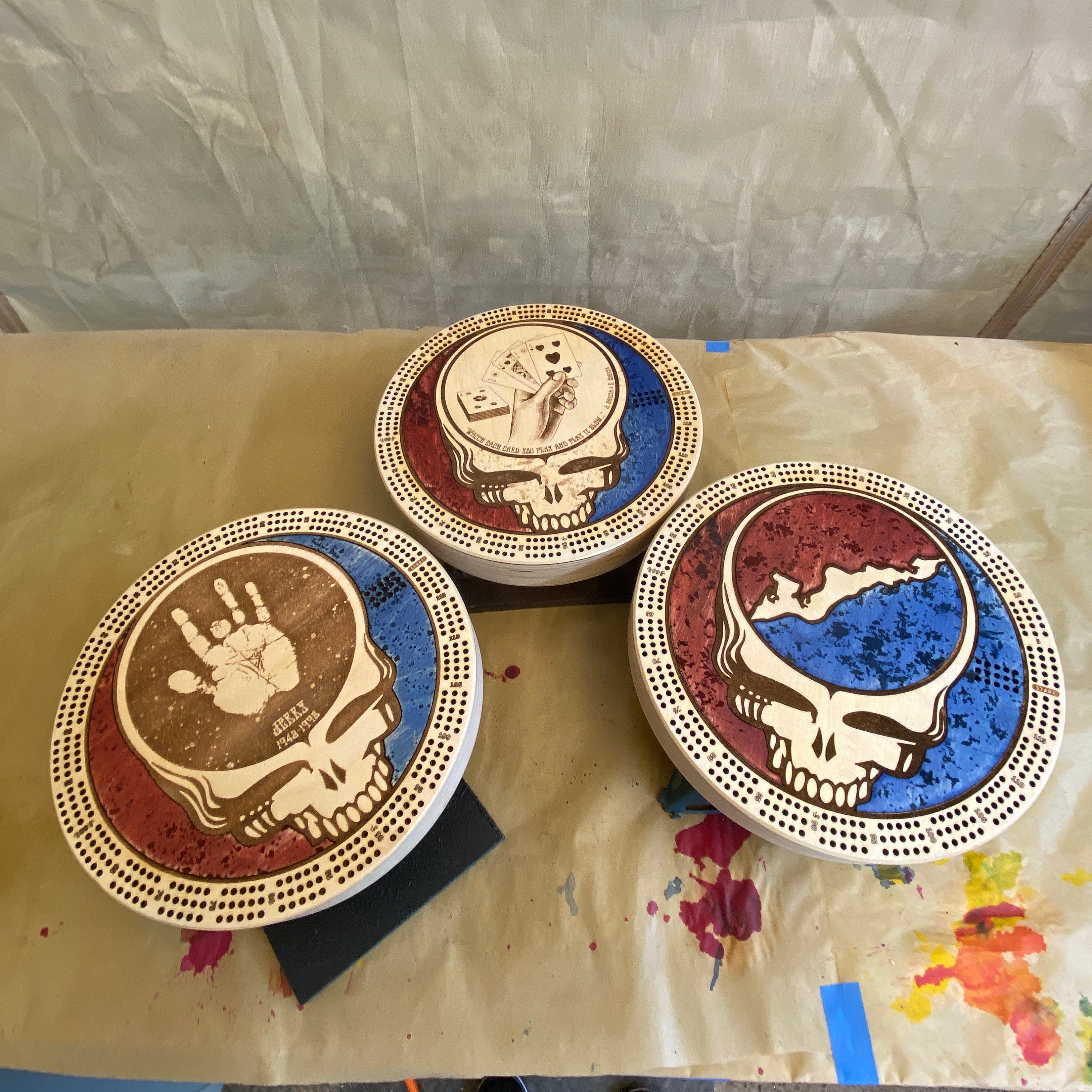 Grateful Dead(steal Your Face & Jerry Hand) 2, 3 or 4 Player Cribbage ...