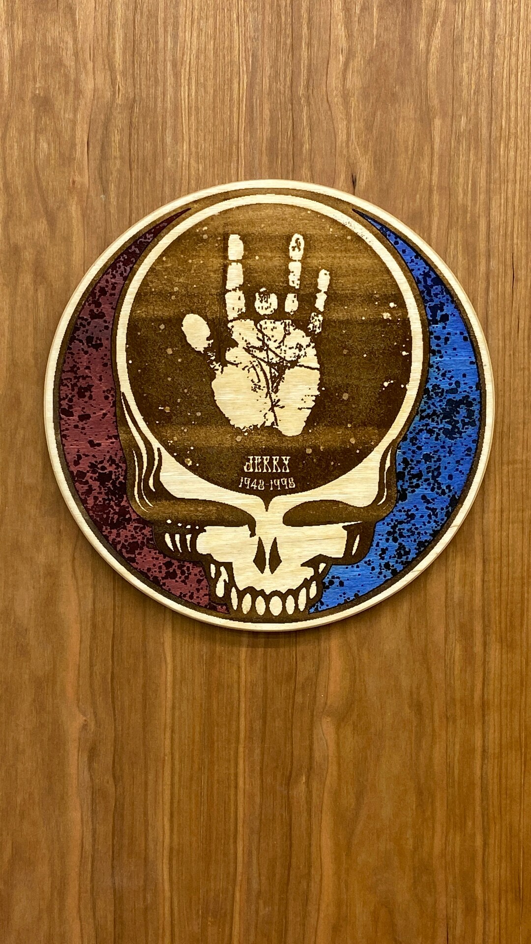 Dead Head Stealie With Jerry Hand Wall Art - Etsy