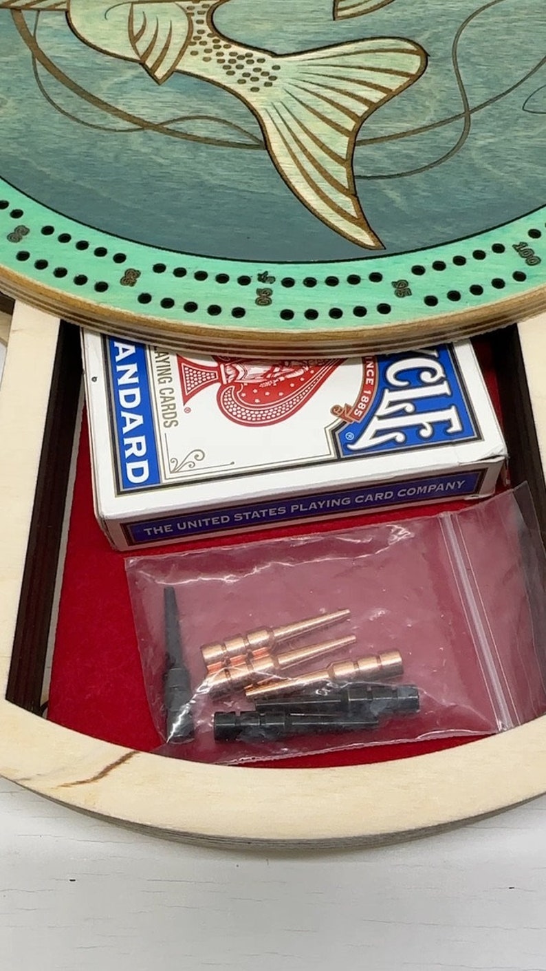 Salmon, Trout, Fly Fishing, Round Custom Cribbage Board, Various Sizes ...