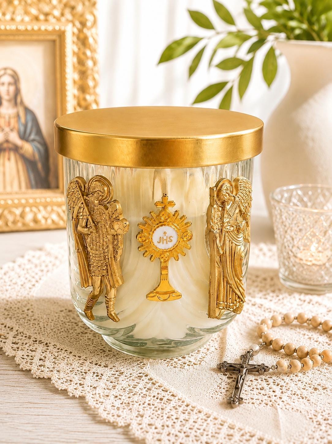 Catholic Prayer Candle | Monstrance & St. Michael | Devotional Candle ...