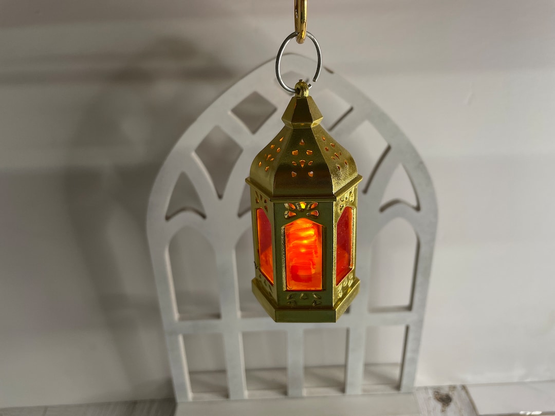 Red Hanging Sanctuary Lamp: Gold Accent, Battery Candle - Etsy