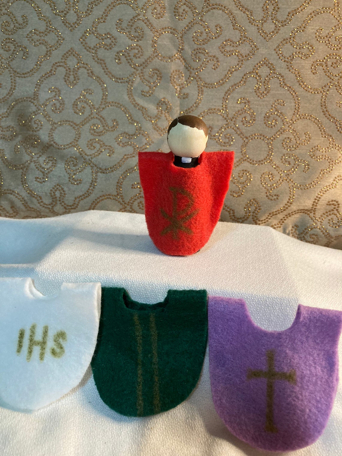 Priest Peg & Chasible Playset Catholic Toddler Mass Play - Etsy