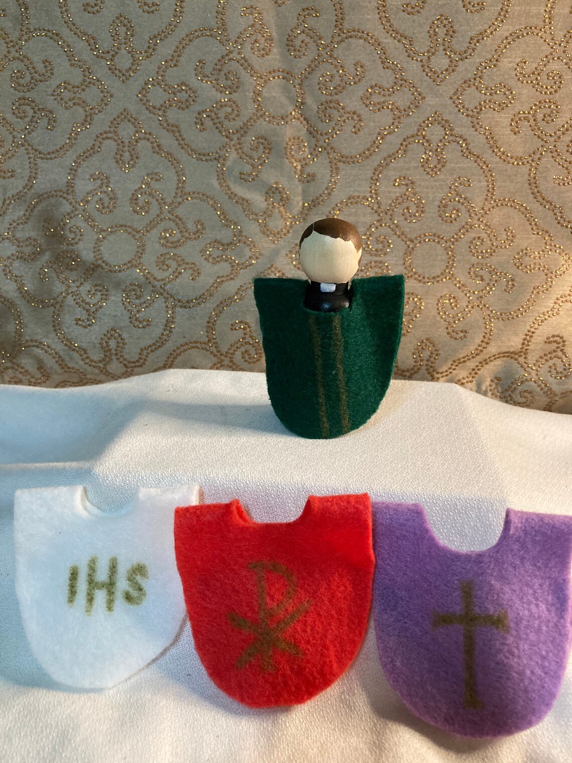 Priest Peg & Chasible Playset Catholic Toddler Mass Play - Etsy