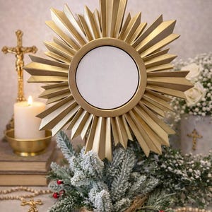 Gold Eucharistic Monstrance Tree Topper | Catholic Sunburst Christmas ...