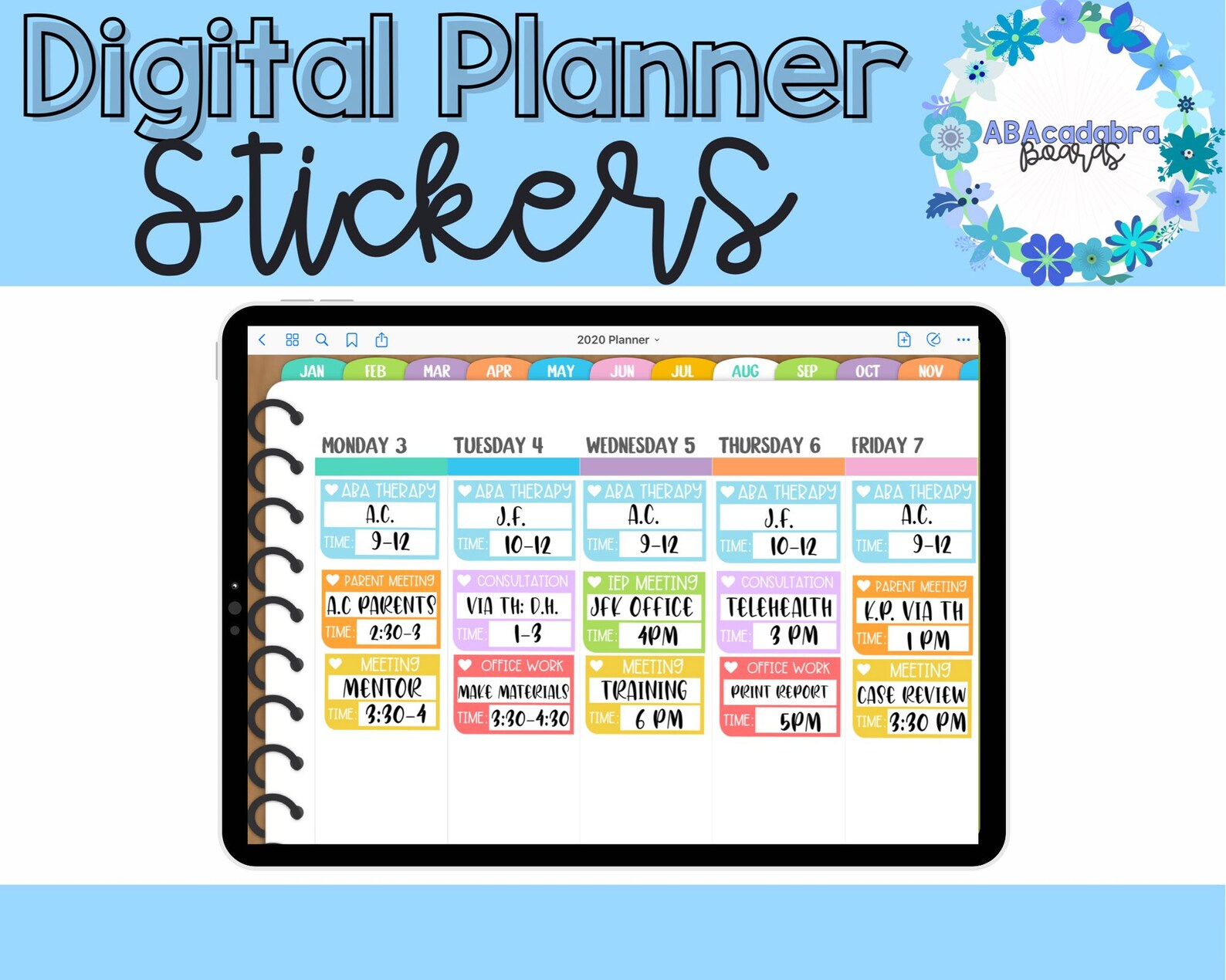 ABA Digital Planner Stickers for Goodnotes - Etsy