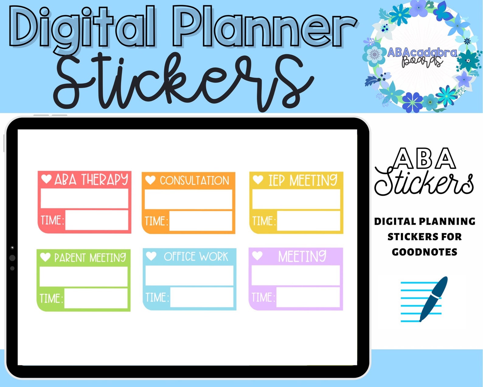 ABA Digital Planner Stickers for Goodnotes - Etsy