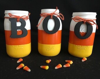Custom Autumn Fall Halloween Candy Corn Mason Jar Design Halloween ...