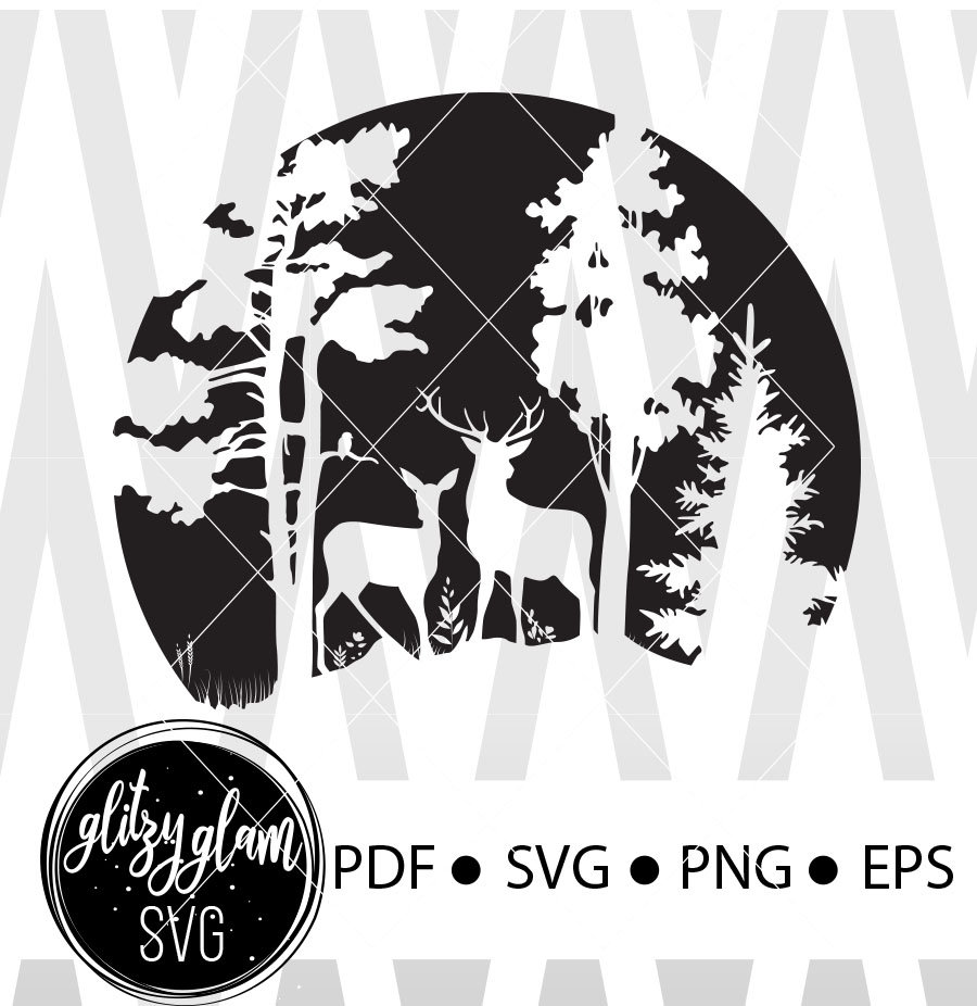 Nature Scene Mountain SVG Deer Nature Silhouette Mountain Nature ...