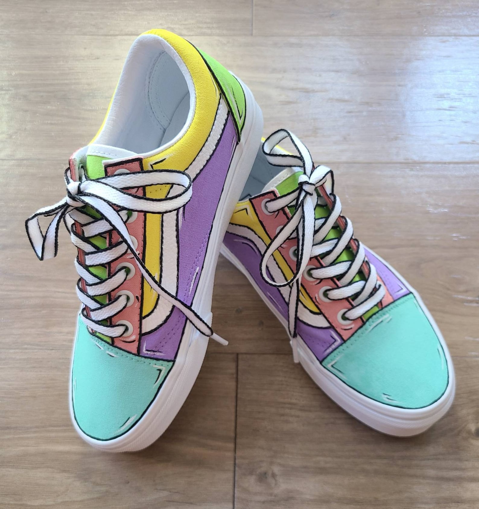 Cartoon Colorblock Vans • Hand Painted Vans • Custom • Pick Your Colors ...
