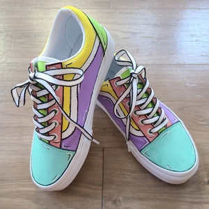 Cartoon Colorblock Vans • Hand Painted Vans • Custom • Pick Your Colors ...
