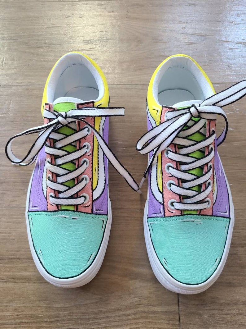 Cartoon Colorblock Vans • Hand Painted Vans • Custom • Pick Your Colors ...