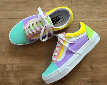 Cartoon Colorblock Vans • Hand Painted Vans • Custom • Pick Your Colors ...
