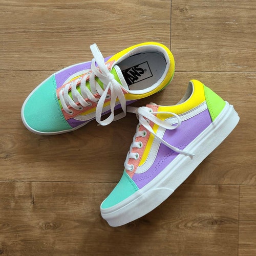 Cartoon Colorblock Vans Hand Painted Vans Custom Pick - Etsy