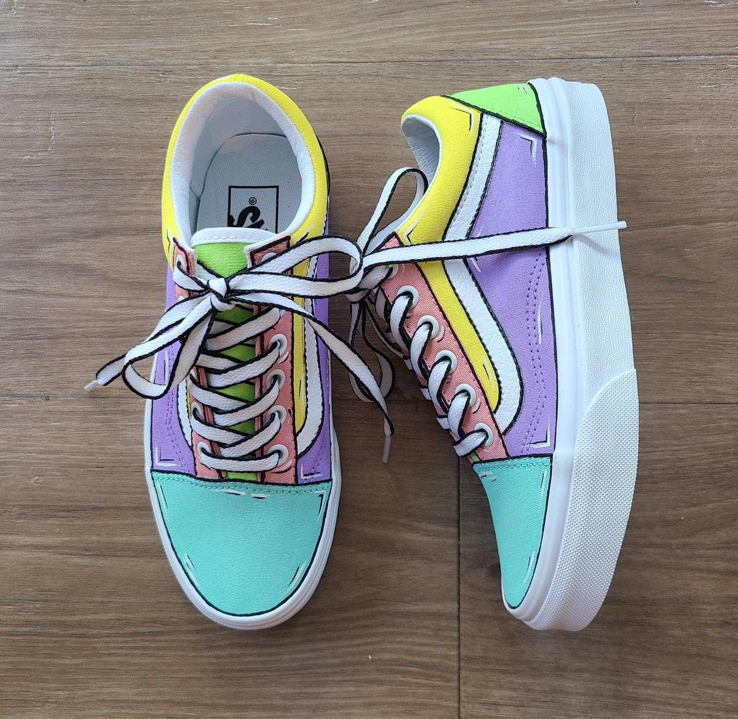 Cartoon Colorblock Vans • Hand Painted Vans • Custom • Pick Your Colors ...