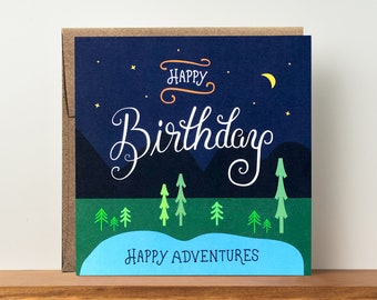 Happy Camper // Adventure Birthday Card, Birthday Card for Outdoors ...