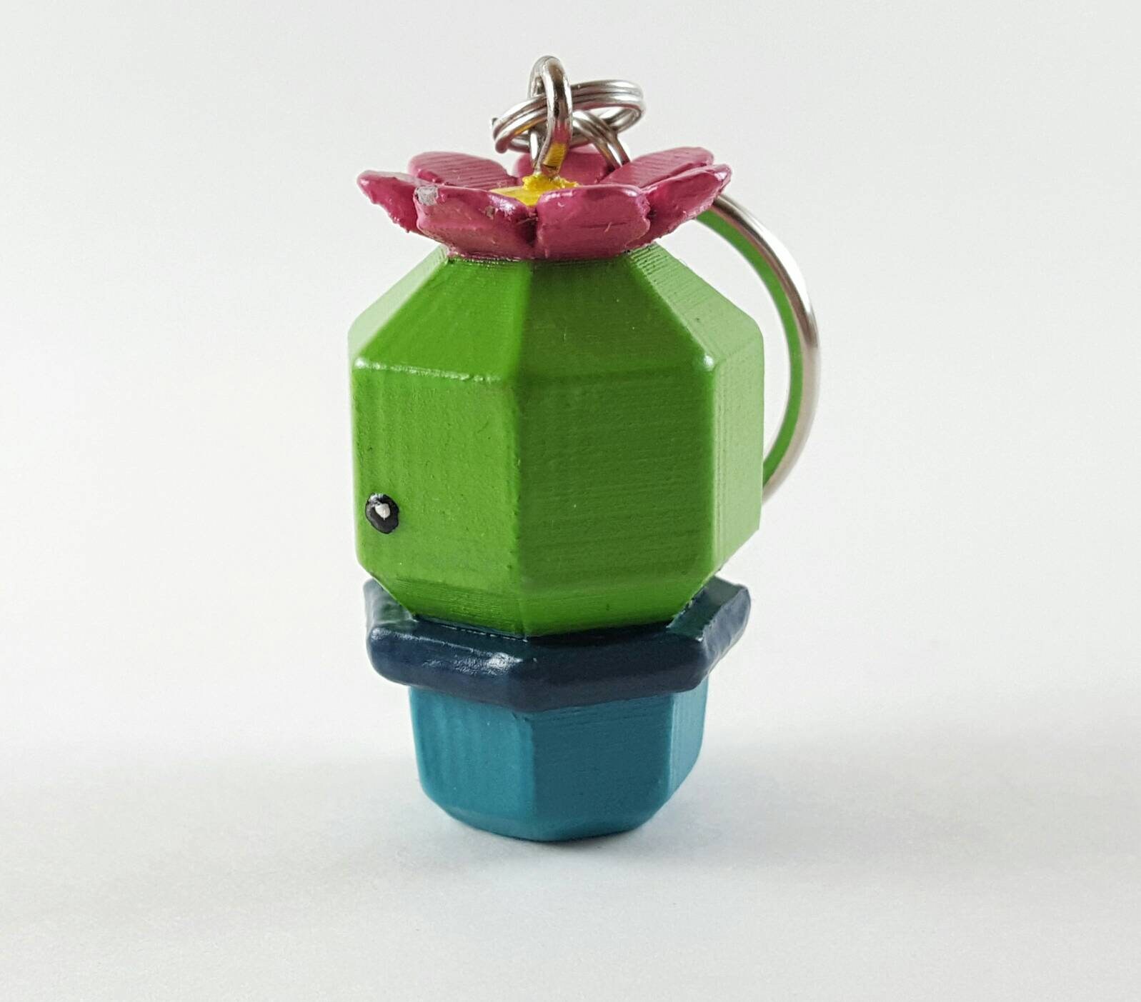 Super Happy Cactus Keychain, 3d Printed Low Poly Cactus Key Chain ...