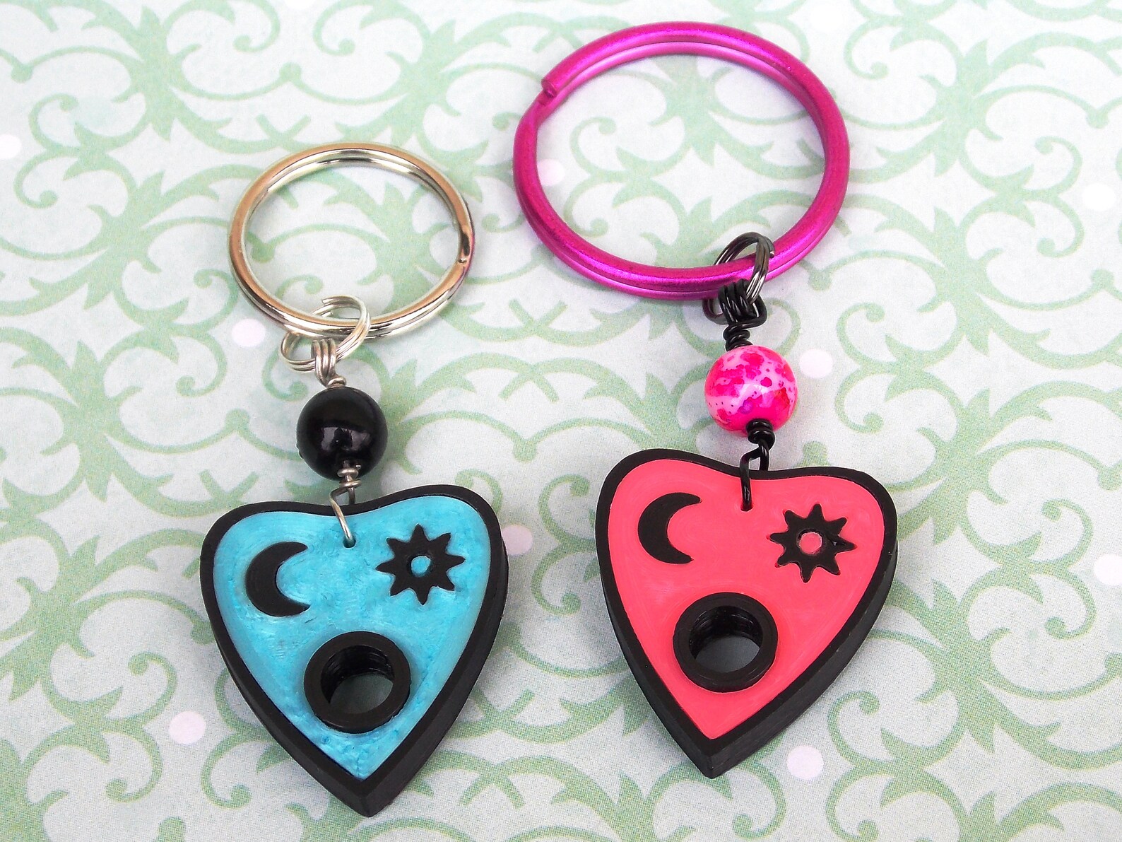 Planchette Keychain Sun & Moon Design Customizable - Etsy