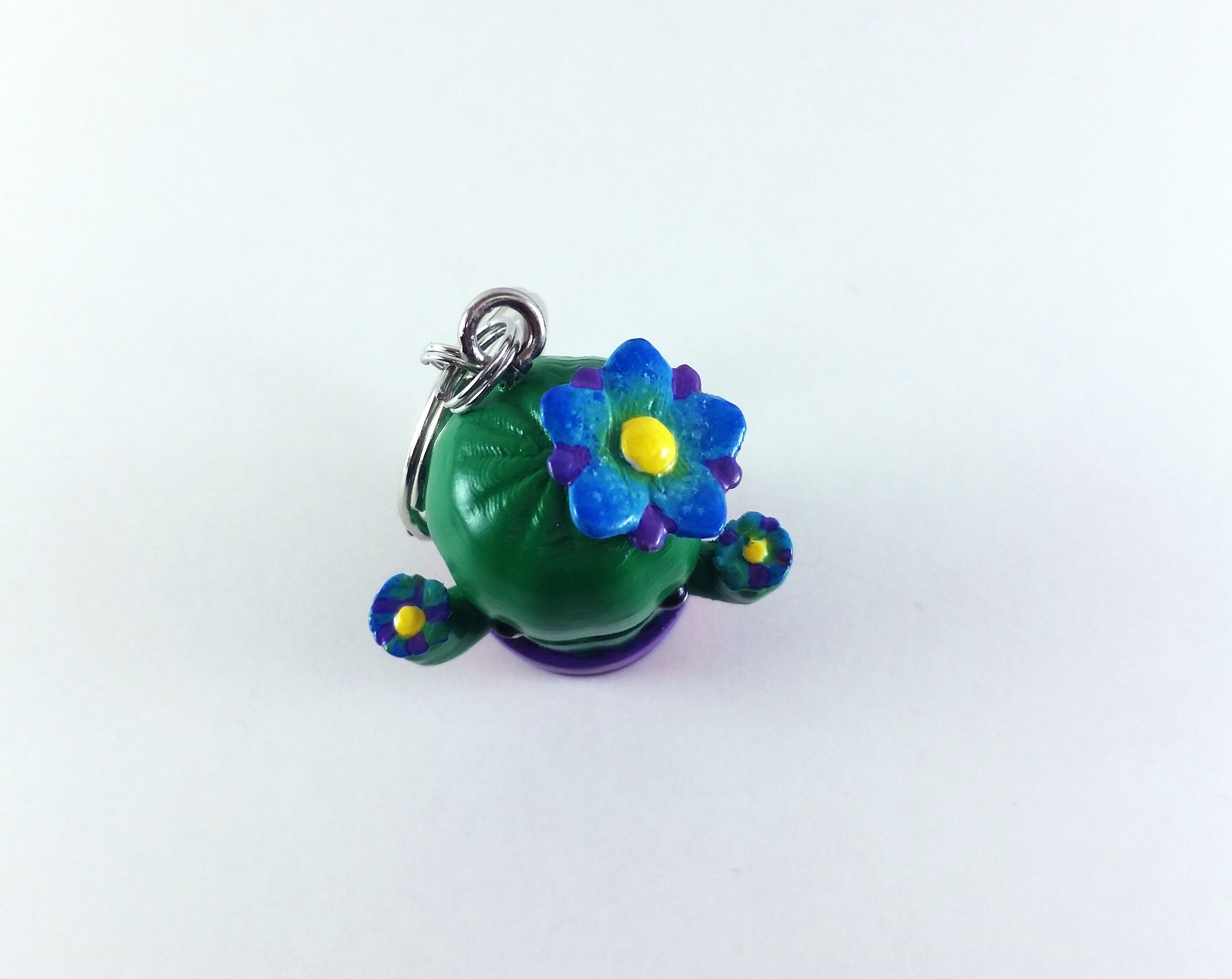 Flower Cactus Keychain 3D Printed Hand Painted Blue, Pink, & Purple ...