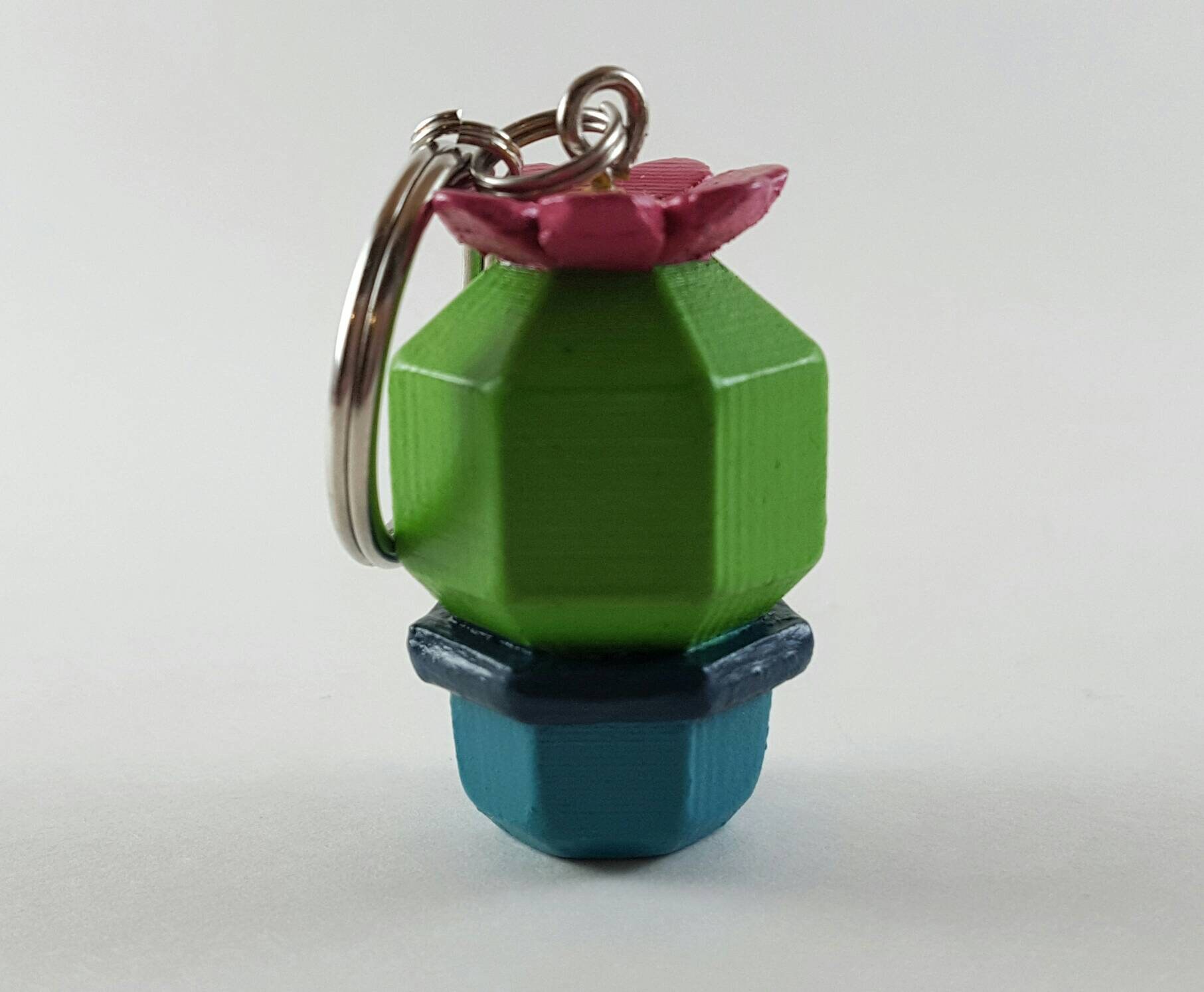 Super Happy Cactus Keychain, 3d Printed Low Poly Cactus Key Chain ...