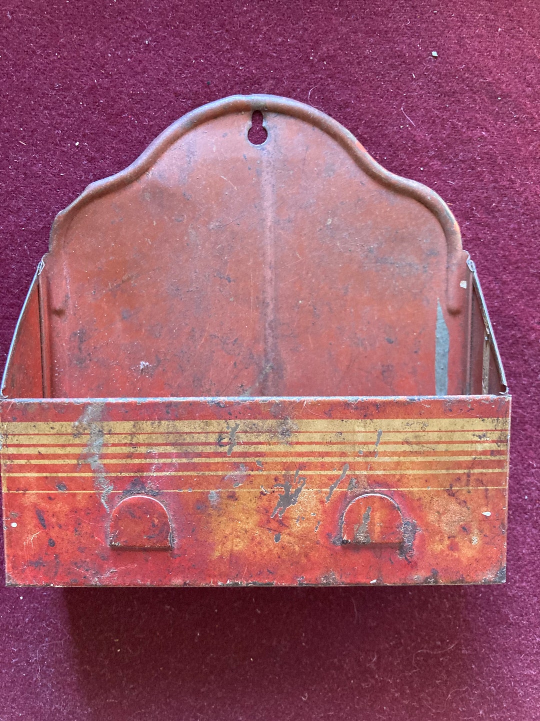 Antique Painted Tin Wall Pocket - Etsy
