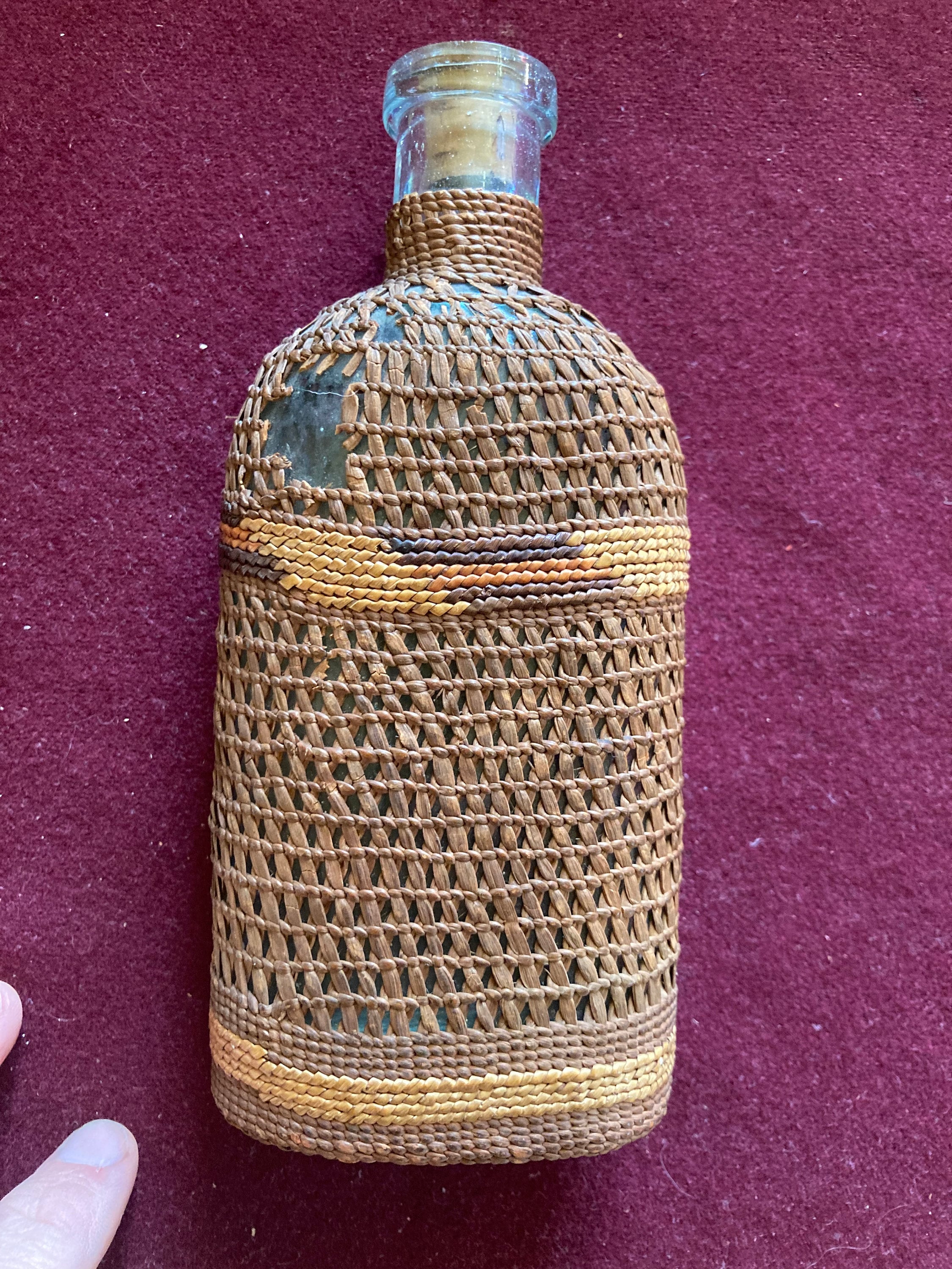 Antique Rattan Weave Covered Bottle - Etsy