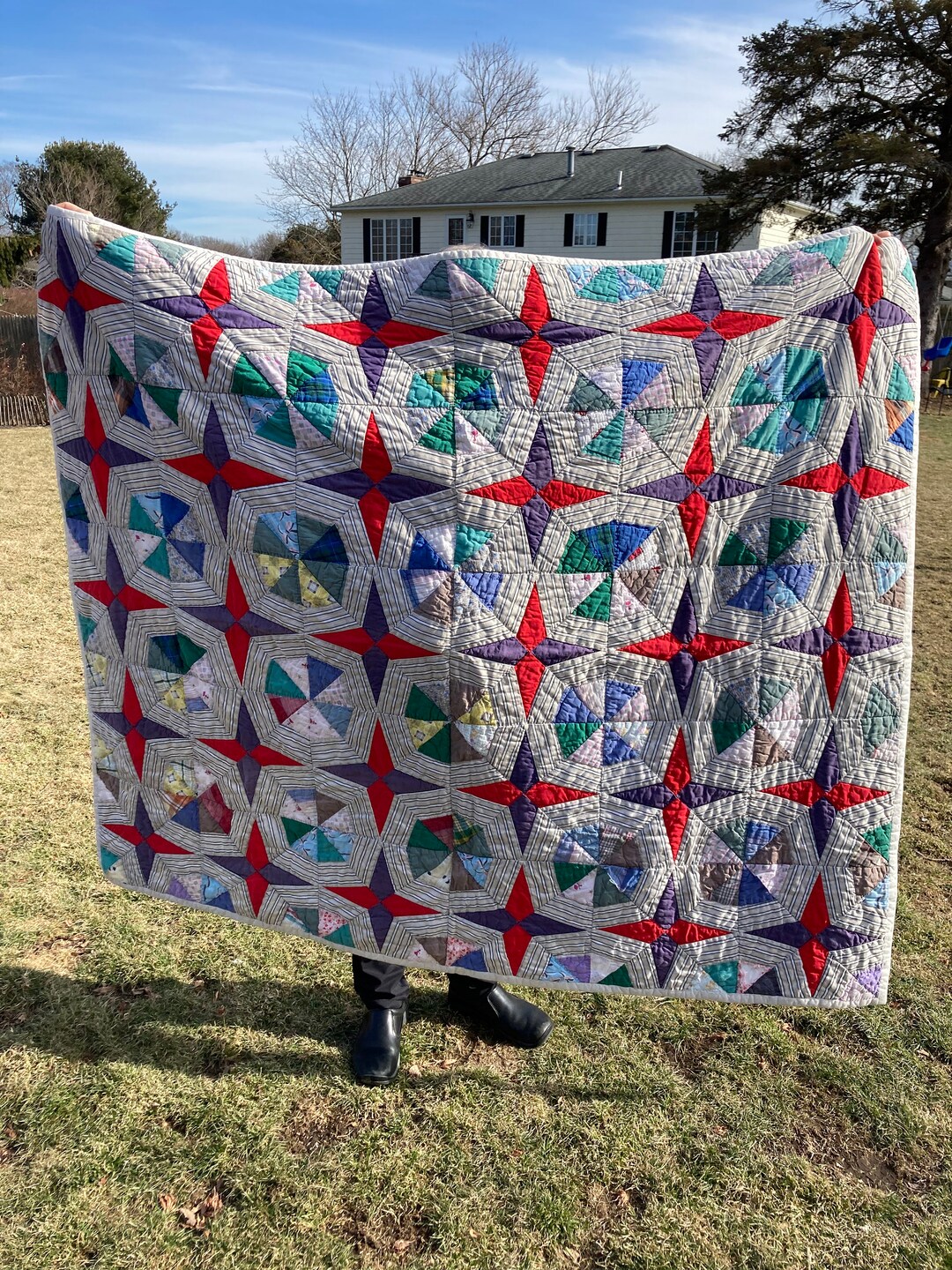 Vintage Quilt With Octagon Pattern - Etsy