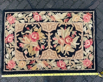 Antique Floral Hooked Rug - Etsy