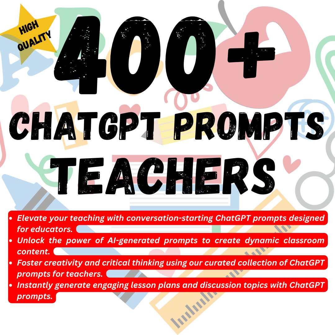 400 High Quality Chatgpt Prompts for Teachers - Etsy